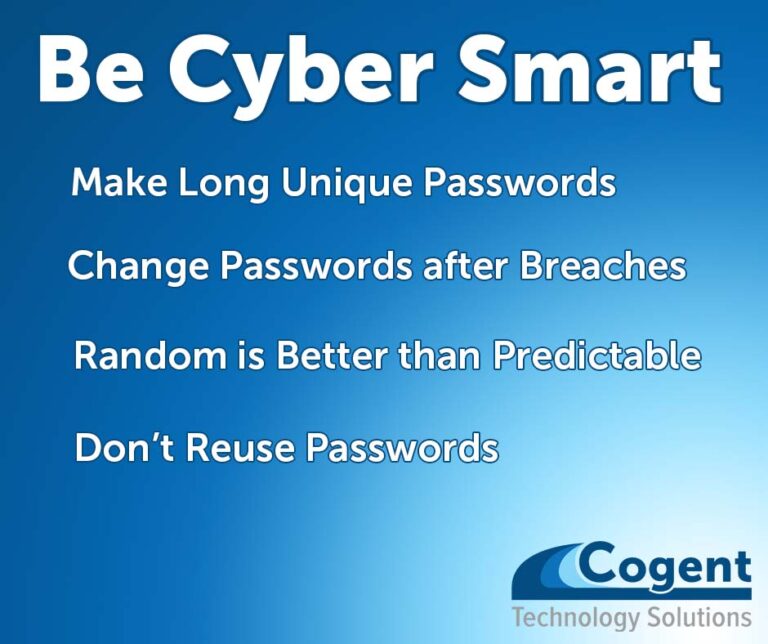 Be Cyber Smart – Passwords – Cogent Technology Solutions